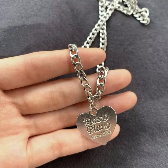 Jewelry | Stainless Steel Distressed Mezzo Piano Heart Chain Pendant ...